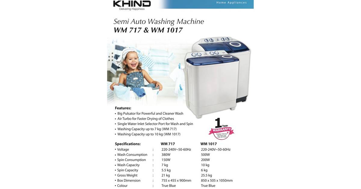 Khind WM1017 10kg Semi Auto Washing Machine | Berdaya